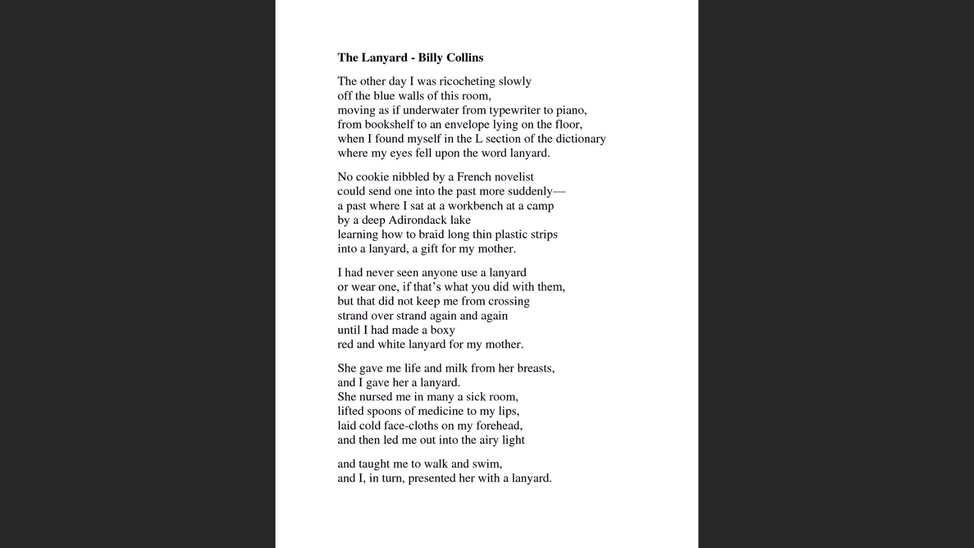 The Lanyard Poem by Billy Collins: Meaning & Analysis - RememberedLore